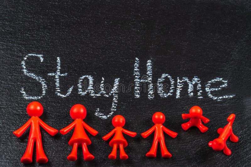Words Stay Home on Slate Black Board. Coronavirus Lockdown and Stay at ...