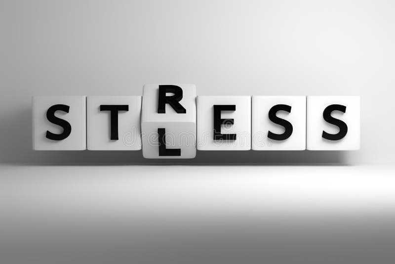 Words Stress less Written in Bold Black Letters on White Cubes Stock ...