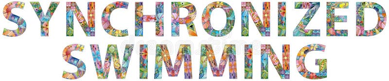 Words Synchronized Swimming. Vector Decorative Zentangle Object Stock ...