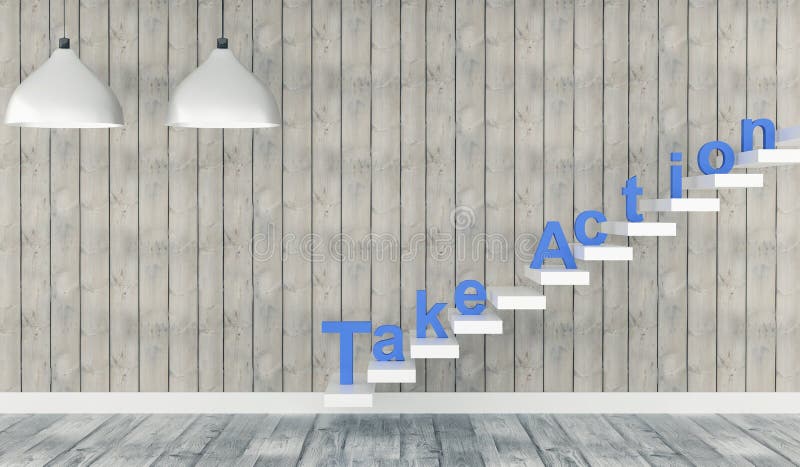 The Words Take Action on Levels Up, Challenge or Success Concept Stock ...