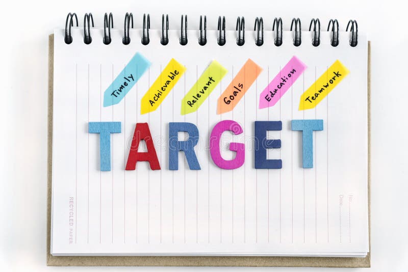 Words Goals Target On Notebook Over White Background Stock Photo ...