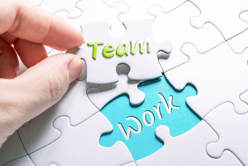 The Words Team and Work in Missing Piece Jigsaw Puzzle Stock Photo ...