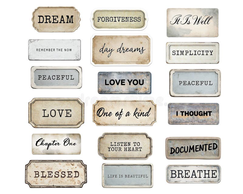 Words To Live by Text Labels Printable Stock Illustration ...