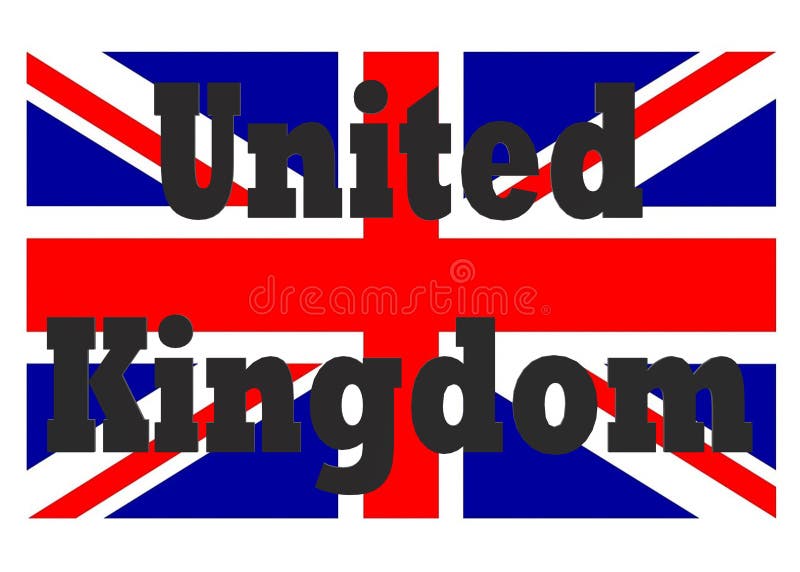 The Words United Kingdom with the Flag of UK in the White Backdrop ...