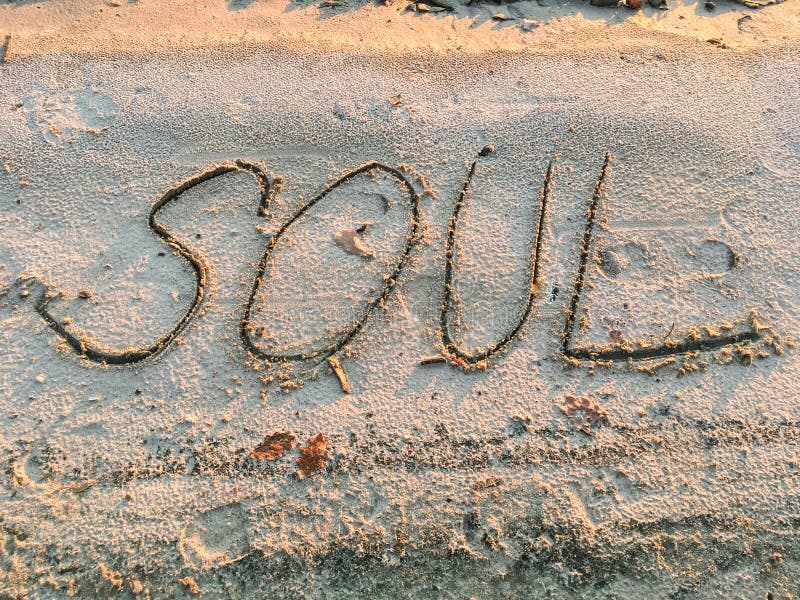 Words Written in the Sand on the Beach by a Man Stock Photo - Image of ...