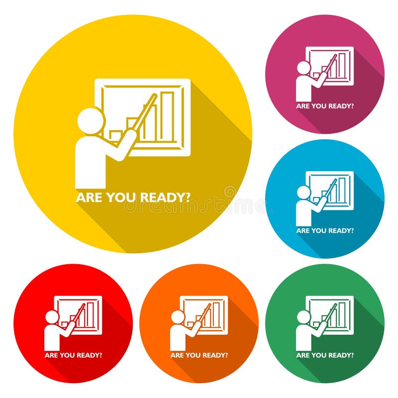 The Words are You Ready Icon with Long Shadow Stock Vector ...