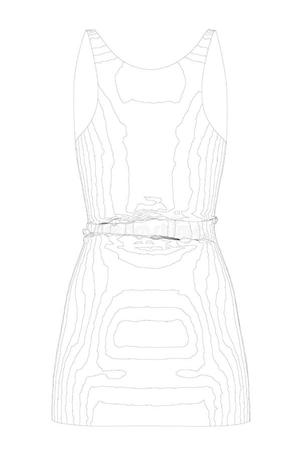 Detail Dress with Pleats on an Invisible Mannequin. Low Poly Wireframe ...