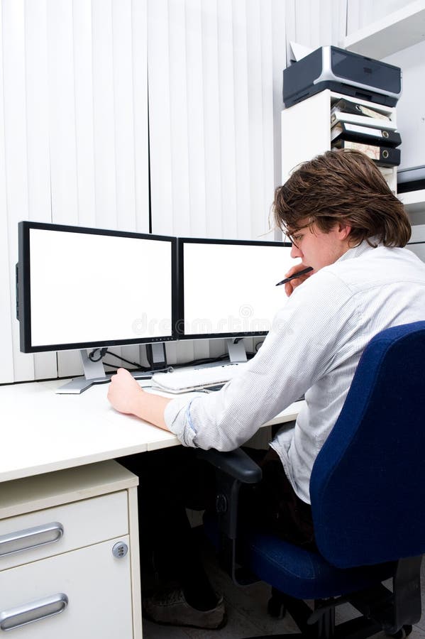 At work stock photo. Image of screen, office, concentrated - 13335734