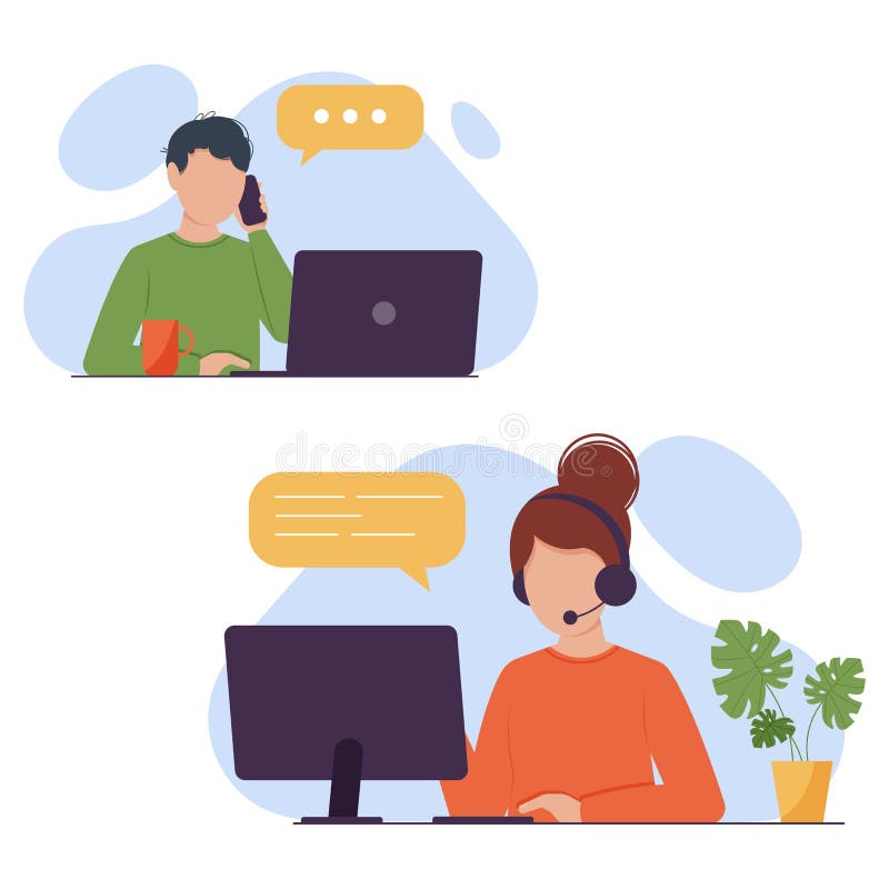 Customer Support Service Online. Stock Vector - Illustration of problem ...