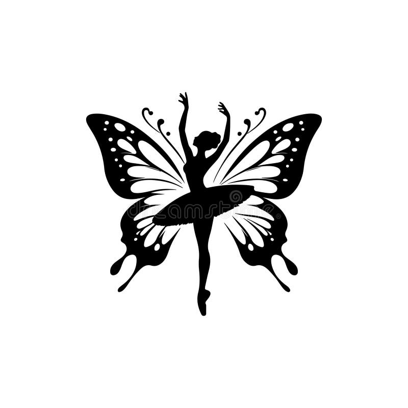Woman Ballet Dancer with Butterfly Wings Stock Illustration ...