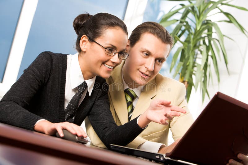 At work stock image. Image of business, interaction, attractive - 8041983