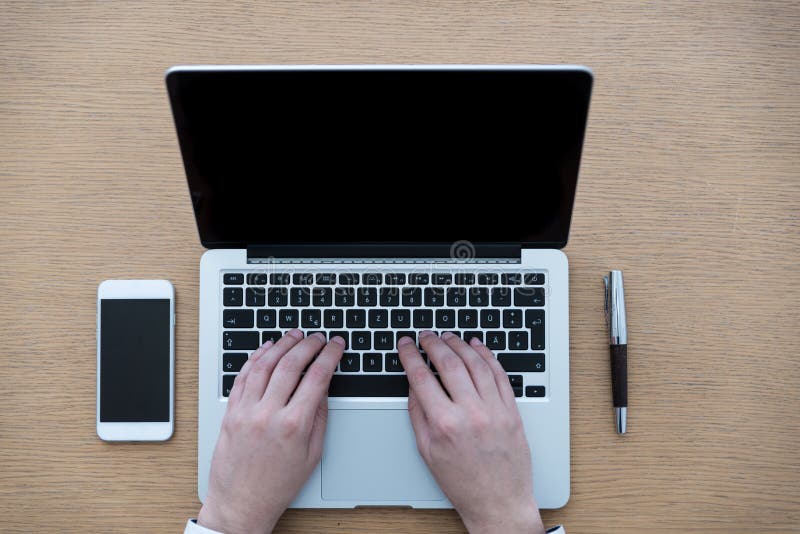 Work from Above Laptop and Tools Stock Photo - Image of insure ...