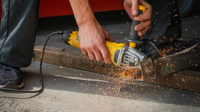 Work angle grinder stock photo. Image of cutting, electric - 158556604