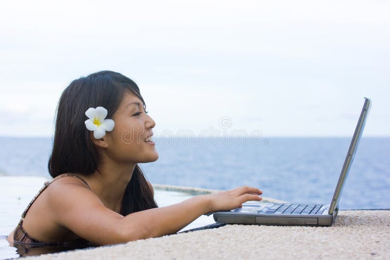 Work anywhere in paradise stock photo. Image of casual - 4530158