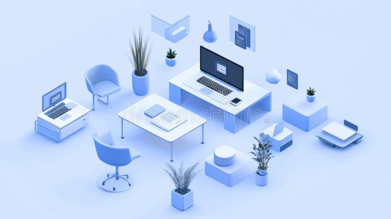 Work-from-anywhere Setups Enhancing Data Protection Stock Illustration ...