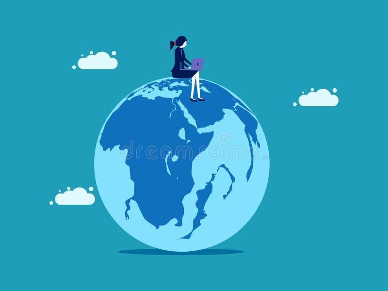 Work from Anywhere in the World. Business People Work in the World with ...