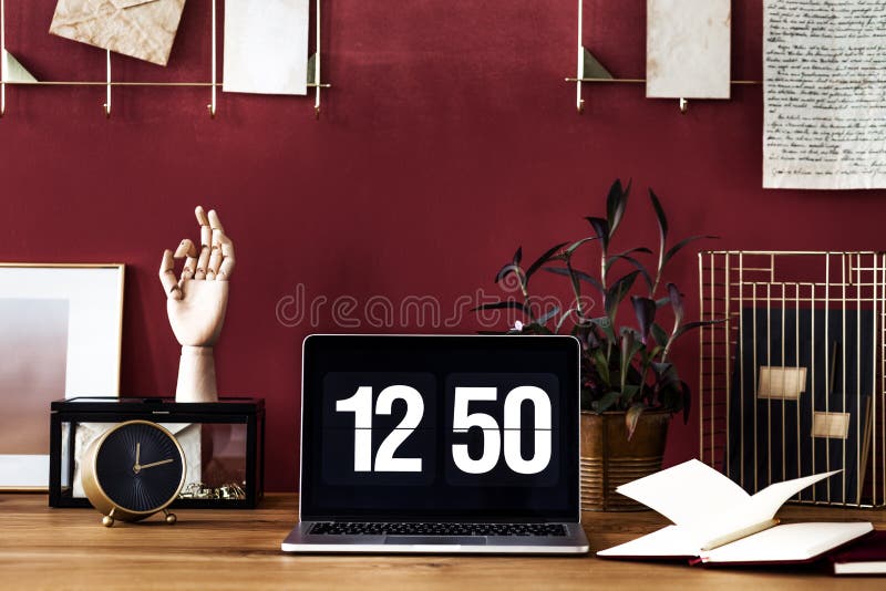 Work area with computer stock photo. Image of cherry - 112280438