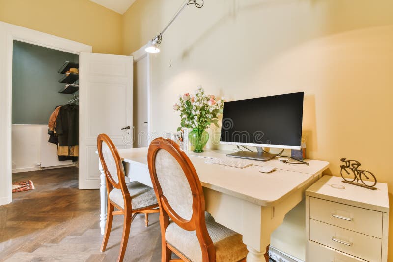 Work area in a corridor stock image. Image of luxury - 235612155