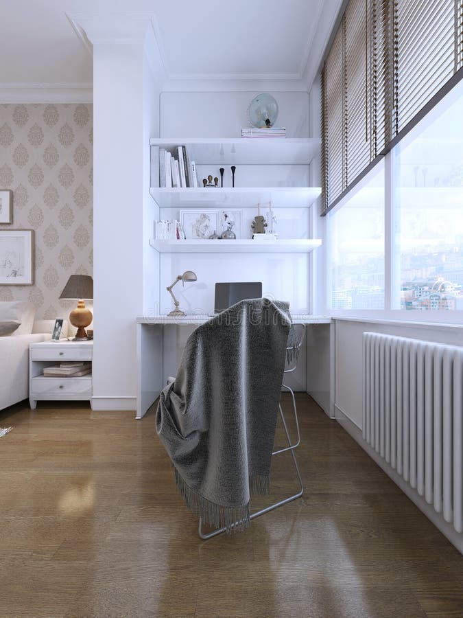 Work area modern style stock image. Image of guest, brown - 48276151