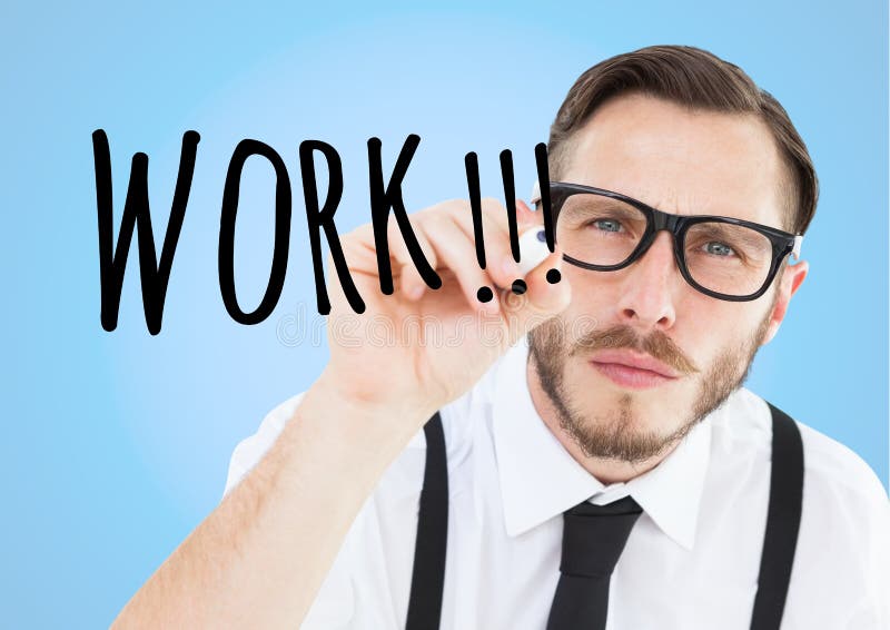 Work in Arrow Draw by Concentrate Young Businessman Stock Photo - Image ...