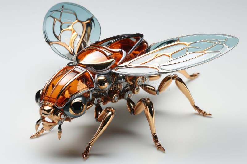 Work of Art of a Bee, Made of Liquid Metal. Stock Illustration ...