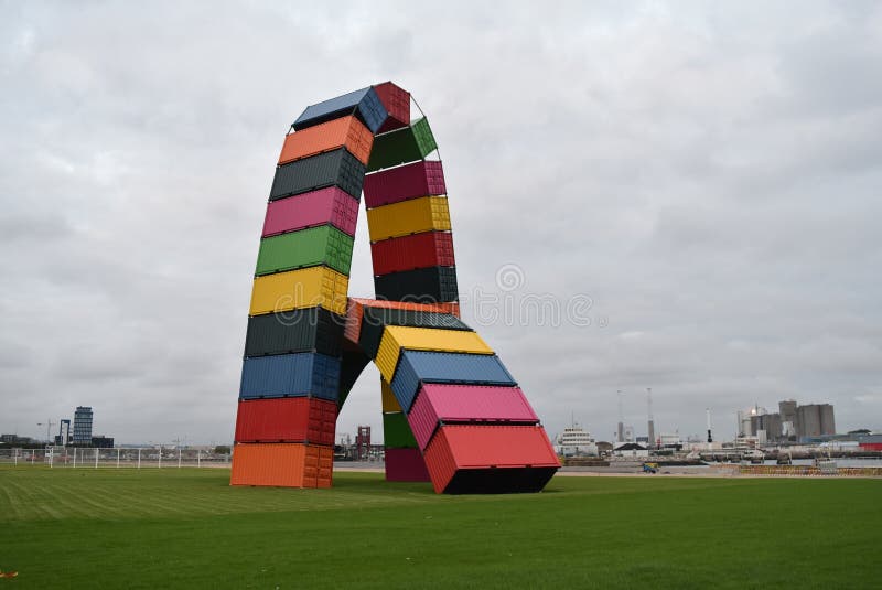 A Work of Art Created Using Colorful Containers in the Shape of ...