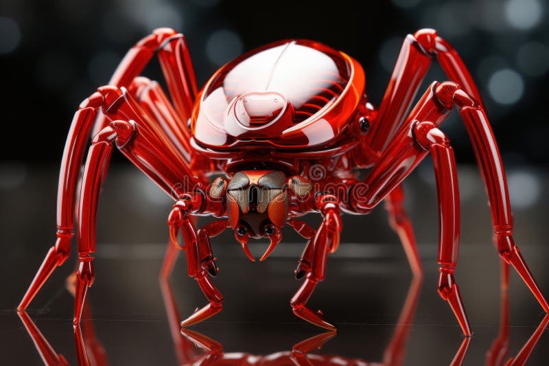 Work of Art of a Red Spider, Made of Liquid Metal. Stock Illustration ...