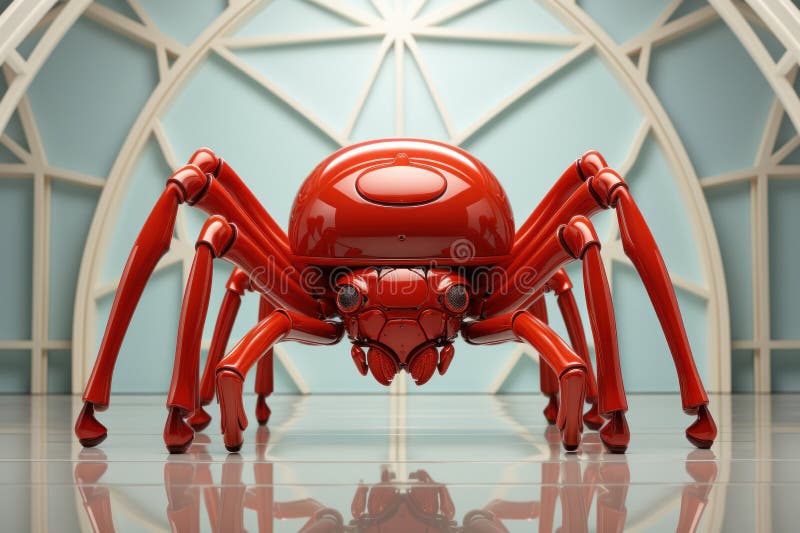 Work of Art of a Red Spider, Made of Liquid Metal. Stock Illustration ...