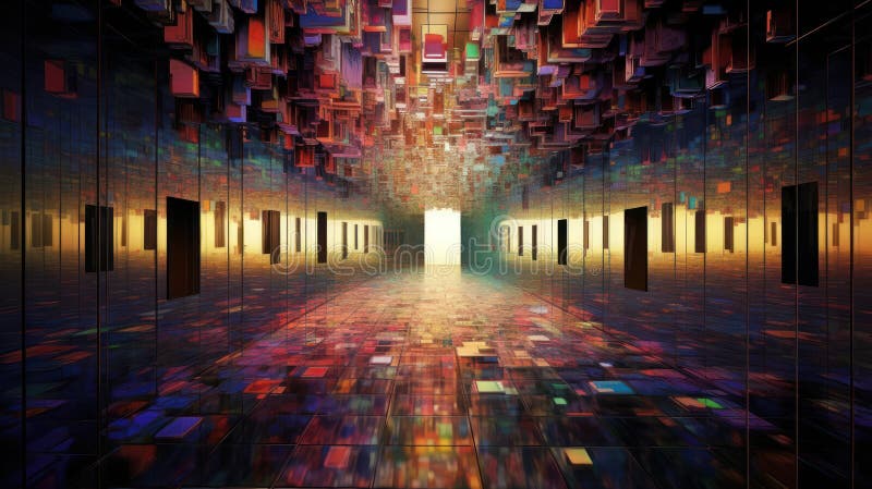 A Work of Art Set in a Mirrored Room, an Abstract Work Showing the ...