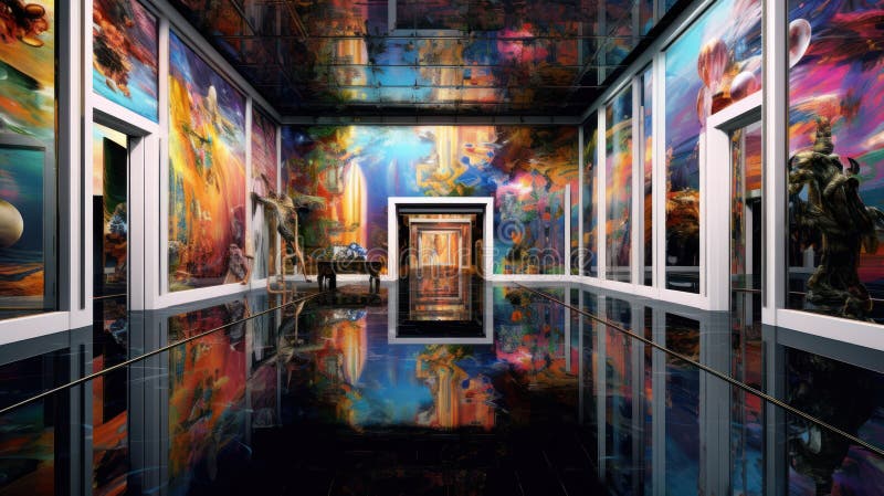 A Work of Art Set in a Mirrored Room, an Abstract Work Showing the ...