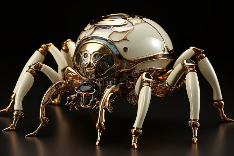 Work of Art of a Spider, Made of Liquid Metal. Stock Illustration ...