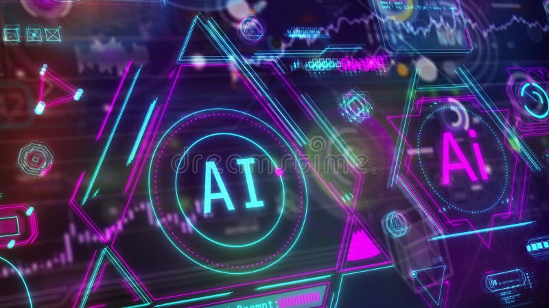 Digital Space of Artificial Intelligence with Data. Stock Footage ...