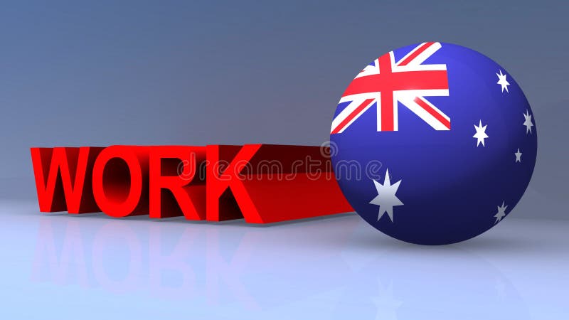 Work with Australia Flag on Blue Stock Illustration - Illustration of ...