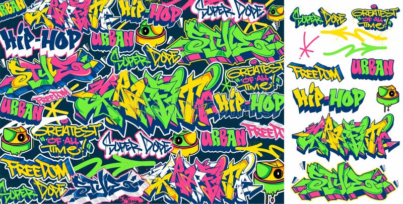 Colorful Graffiti Art Vector Sticker Pack Illustrations Stock Vector ...