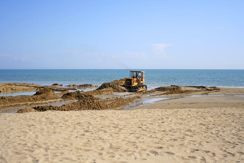Work on the beach stock image. Image of power, construction - 18082433