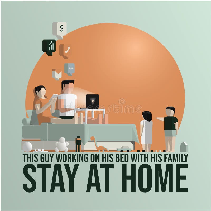 Work from Bed Square Poster Stock Vector - Illustration of elevation ...