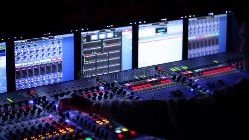 Work Behind the Modern Mixer Panel during a Stock Video - Video of ...