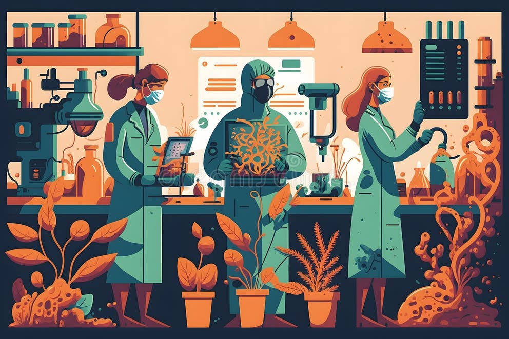 Work in a Biological Laboratory Flat Illustration Stock Illustration ...