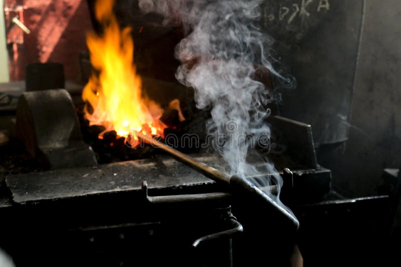 Blacksmith`s Workshop. Working Metal Tools in Smithy Stock Image ...