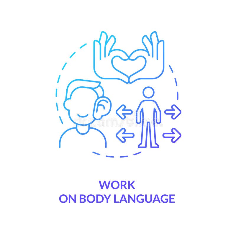 Work on Body Language Blue Gradient Concept Icon Stock Vector ...