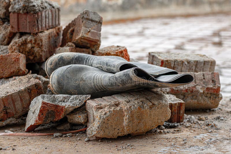 After the Work: Boots and Debris Stock Image - Image of geology, winter ...
