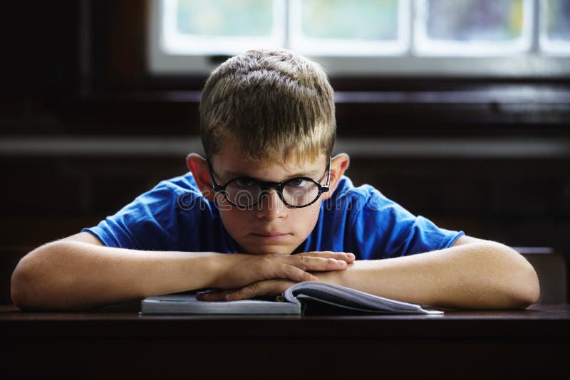 This Work is Boring. Young Boy Feeling Overcome with Boredom in the ...