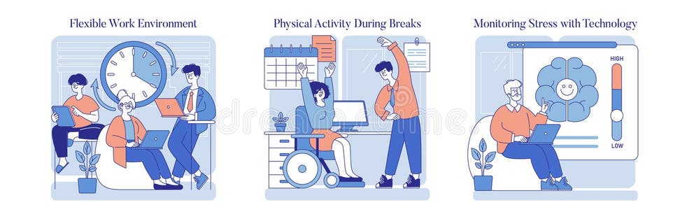 Work Burnout Prevention. Flat Vector Stock Vector - Illustration of ...