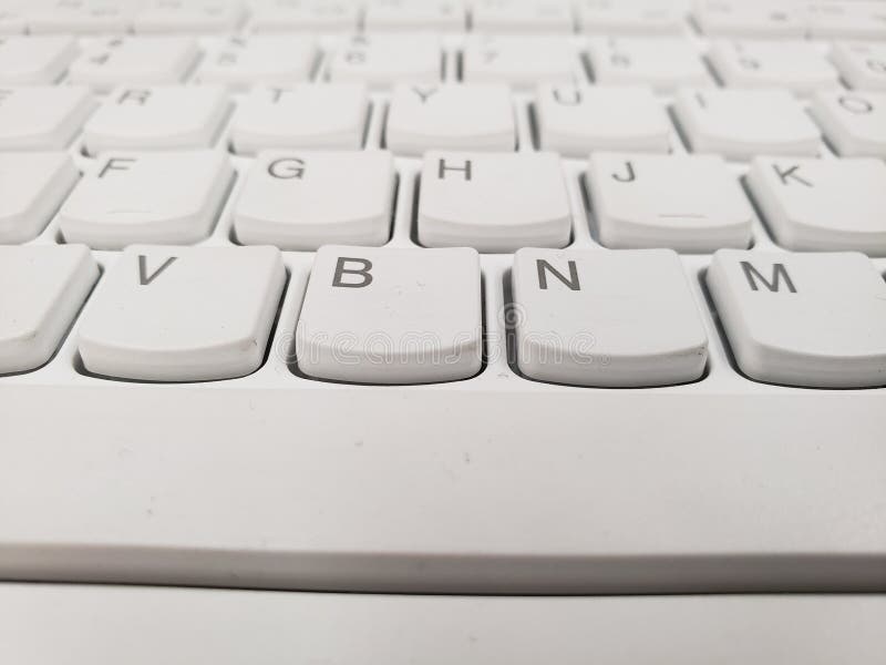Approaching a Desktop Computer Keyboard with Keys in White, Background ...