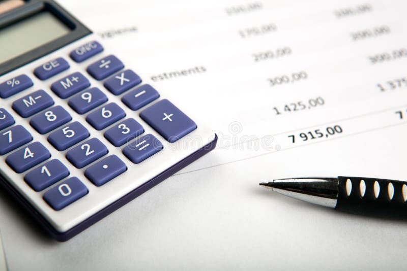 Work on the Calculator and Papers Stock Image - Image of management ...