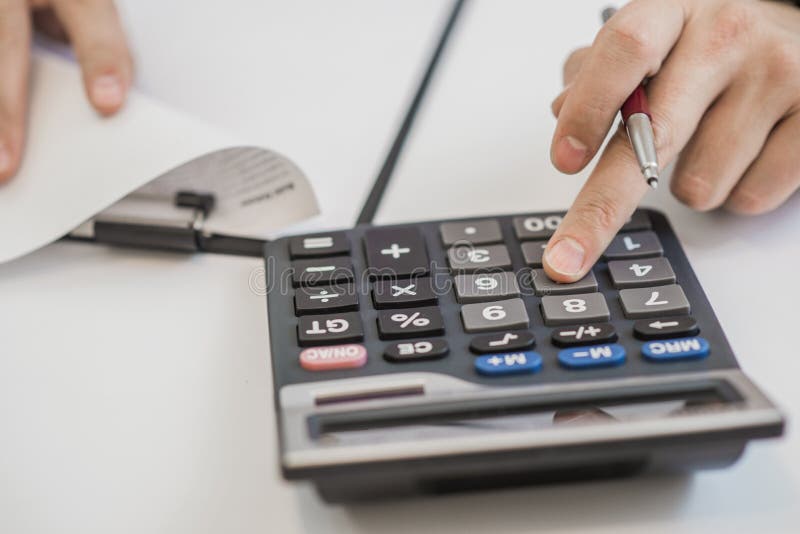 Work on the Calculator and Papers Close Up Stock Image - Image of ...