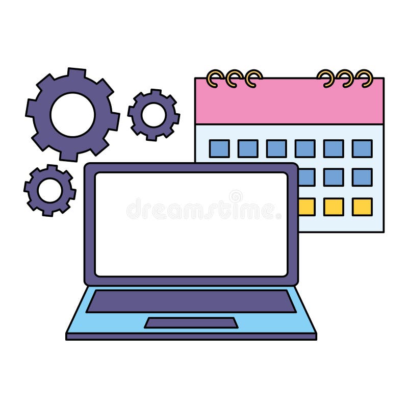 Work calendar laptop stock illustration. Illustration of calendar ...