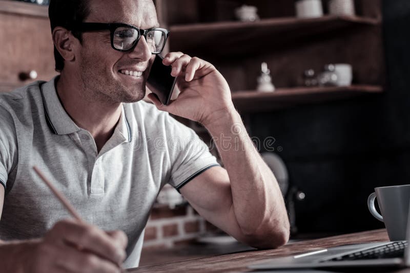 Adult Businessman Talking with Client on Phone Stock Photo - Image of ...