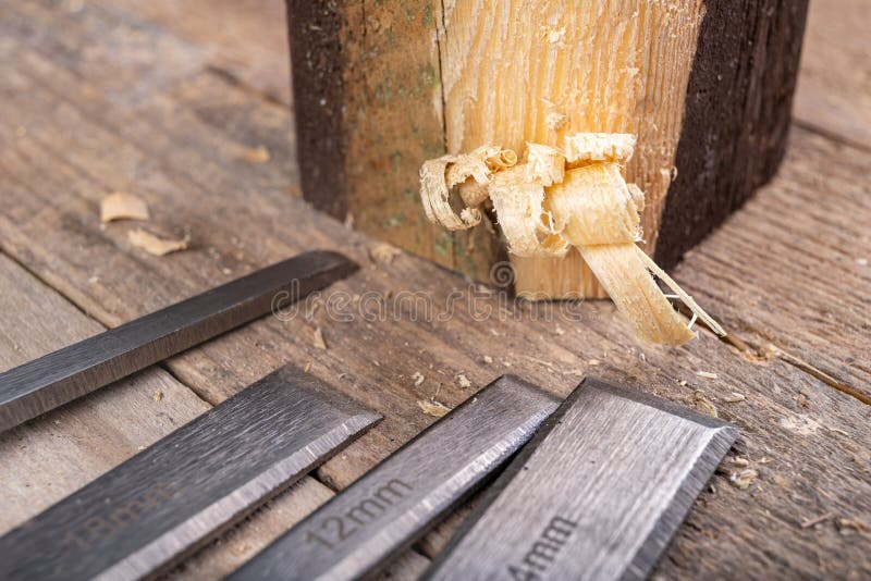 Work with a Carpenter S Chisel in Pine Wood. Small Carpentry Work in ...