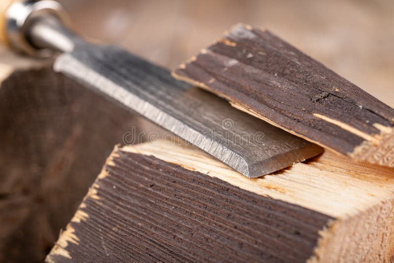 Work with a Carpenter S Chisel in Pine Wood. Small Carpentry Work in ...